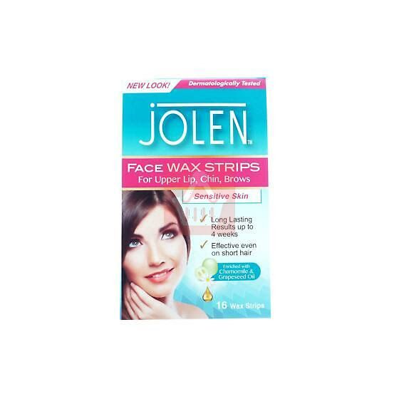 Jolen Facial Wax Strips Sensitive Skin Pack 16 Wax Strips