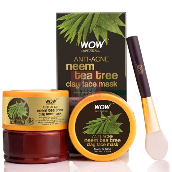 Wow Skin Science Anti Acne Neem and Tea Tree clay Face Mask 200ml
