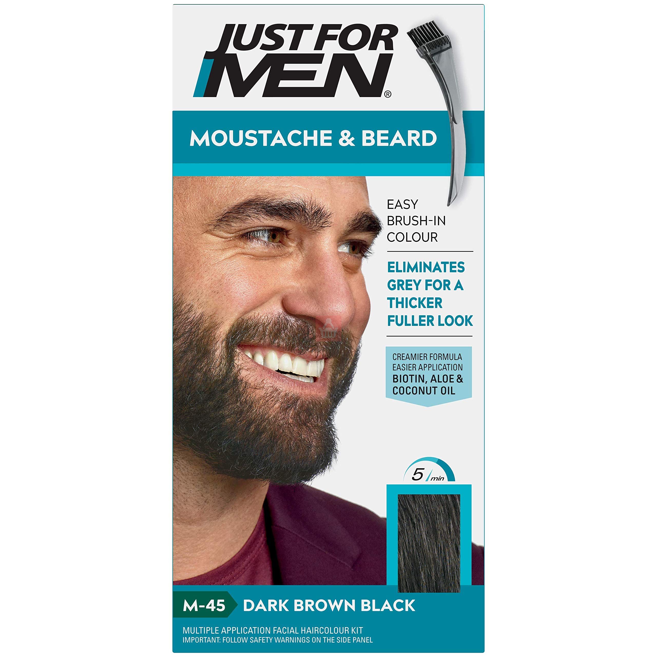 Just Fro Men Moustache & Beard M-45 Dark Brown Black