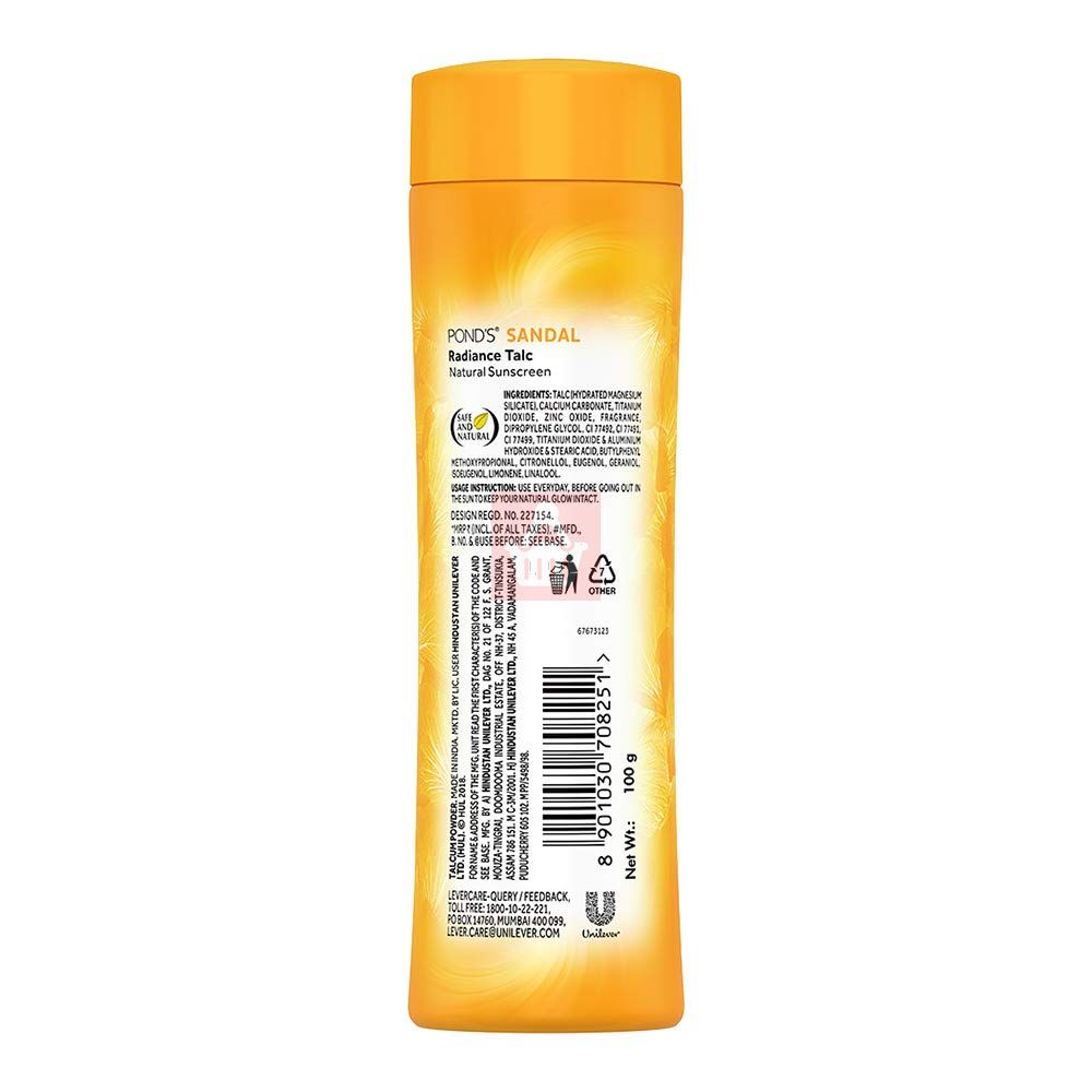 Ponds Talcum Powder - Sandal Natural Sunscreen Radiance - 100g