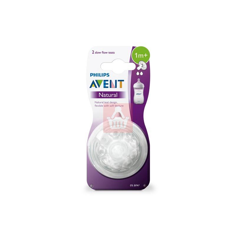 Philips Avent Natural 2 Slow Flow Teats 1m+ - 2pk